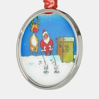 Santa Peeing Christmas Tree Ornament | Zazzle