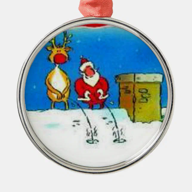 Santa Peeing Christmas Tree Ornament | Zazzle