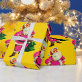 Santa Pink Christmas Delight 2 Wrapping Paper | Zazzle