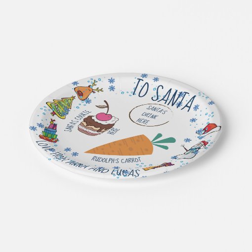 Santa Plate Christmas Doodle art design | Zazzle