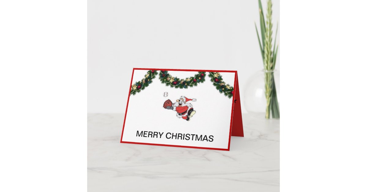 Santa Playing Baseball Christmas Card | Zazzle