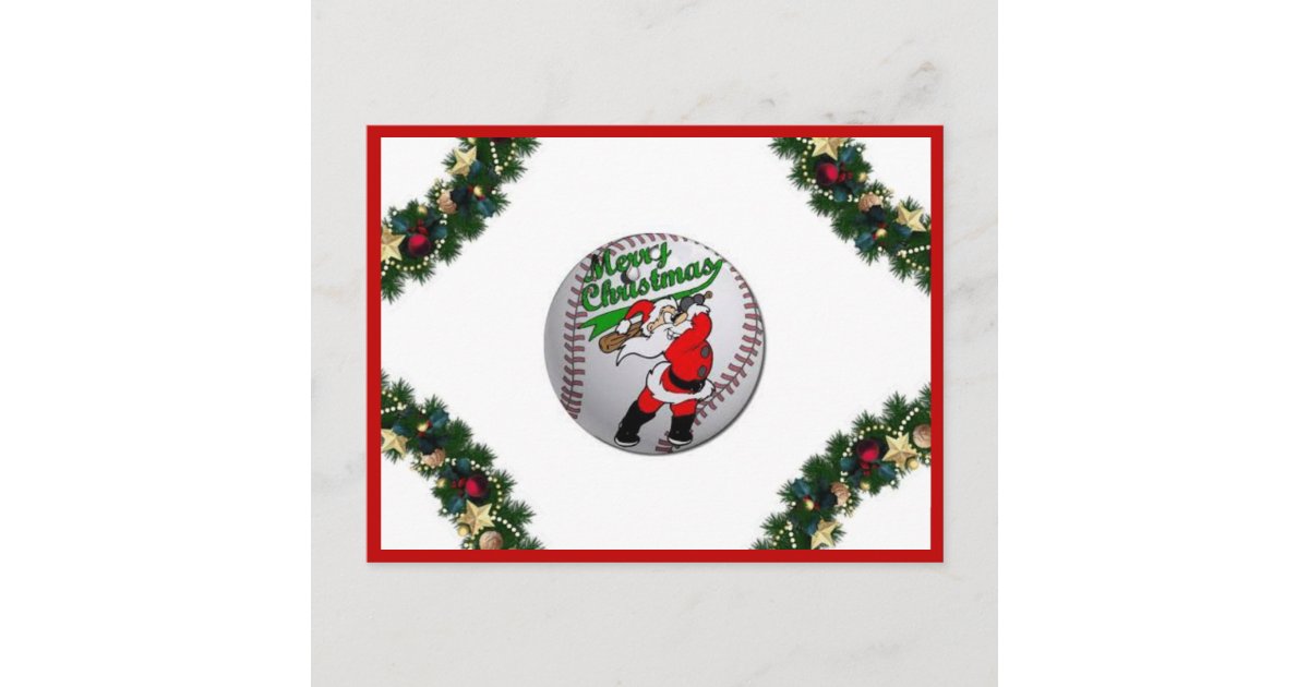Santa Playing Baseball Christmas Postcard | Zazzle