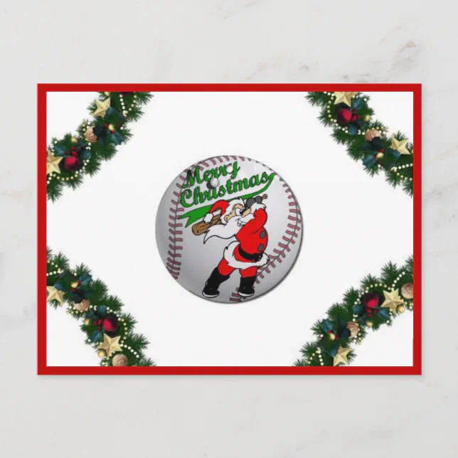 Santa Playing Baseball Christmas Postcard | Zazzle