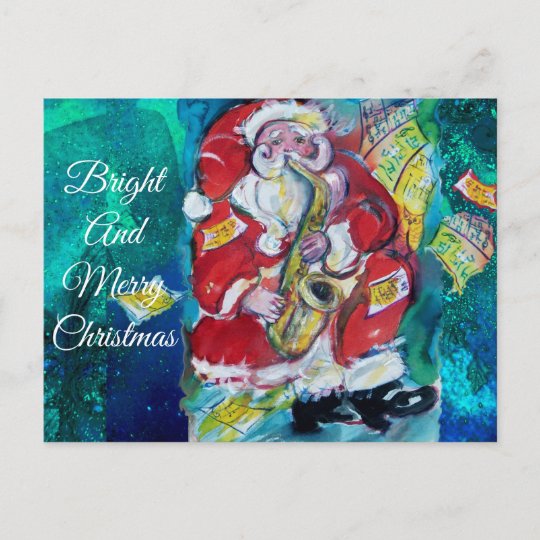 SANTA PLAYING SAX, MUSICAL CHRISTMAS PARTY POSTCARD | Zazzle.com