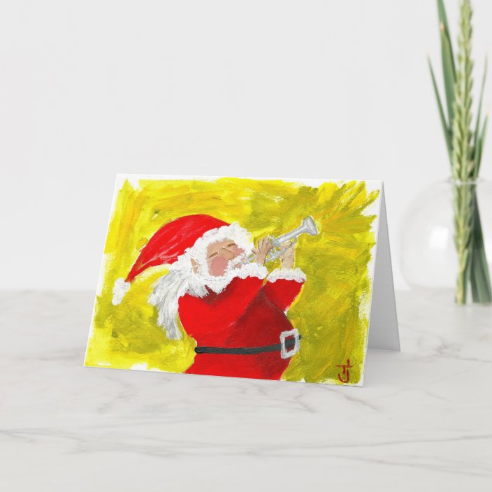 Santa playing trumpet! holiday card | Zazzle.com