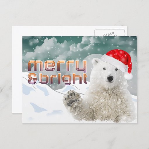 Santa Polar Bear Christmas Postcard Zazzle