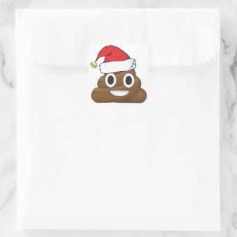 Santa Poop Christmas Gift Wrap Emoji Square Sticker | Zazzle
