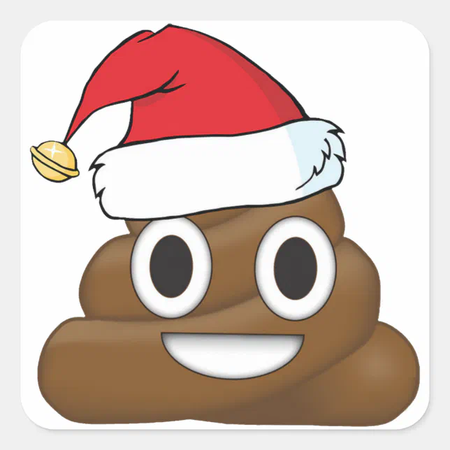 Santa Poop Christmas Gift Wrap Emoji Square Sticker | Zazzle