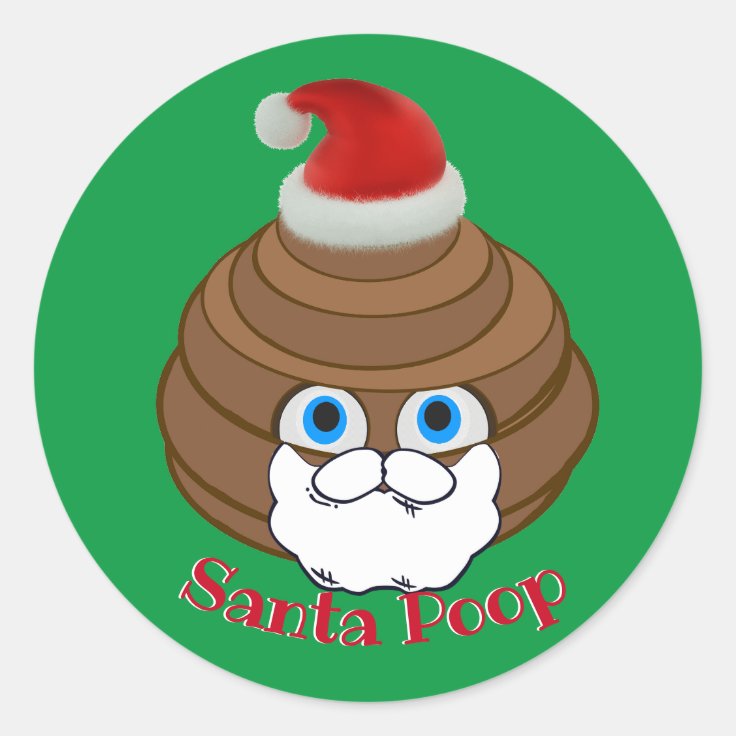Santa Poop Emoji Classic Round Sticker | Zazzle