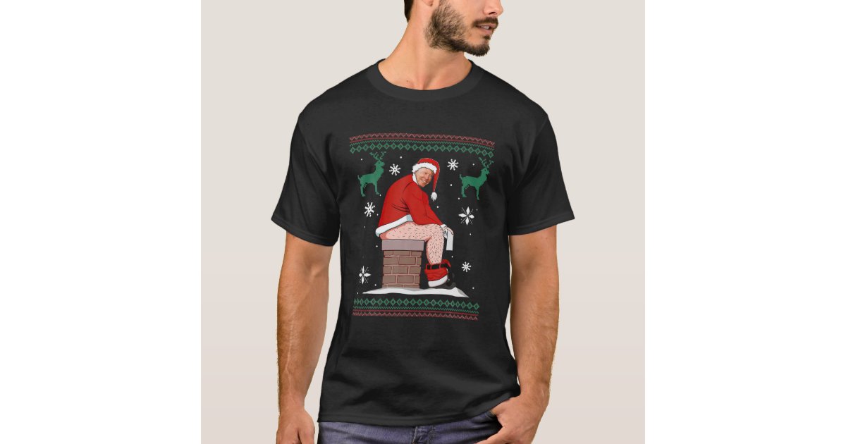 Santa Pooping Down The Chimney Ugly Sweater Christ | Zazzle