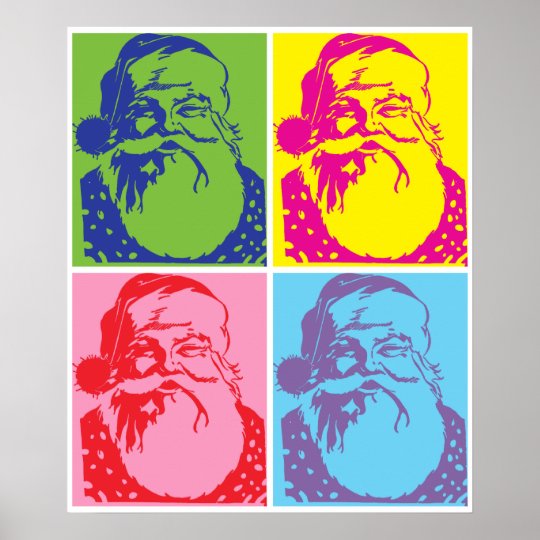 Santa Pop art Merry Christmas Poster | Zazzle.com