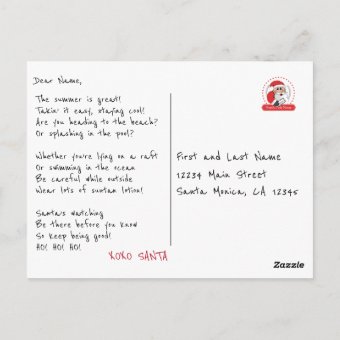 Santa Postcard Xmas Summer Beach | Zazzle
