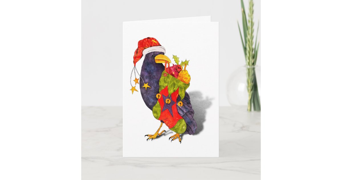 Santa Raven Card | Zazzle