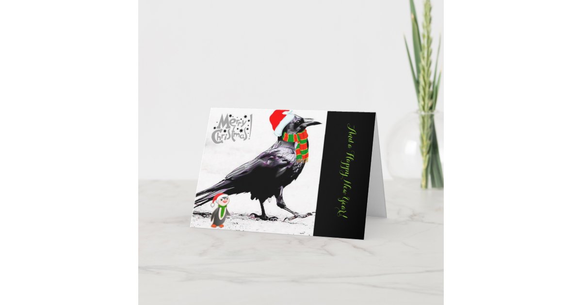 Santa Raven Holiday Greeting Card | Zazzle