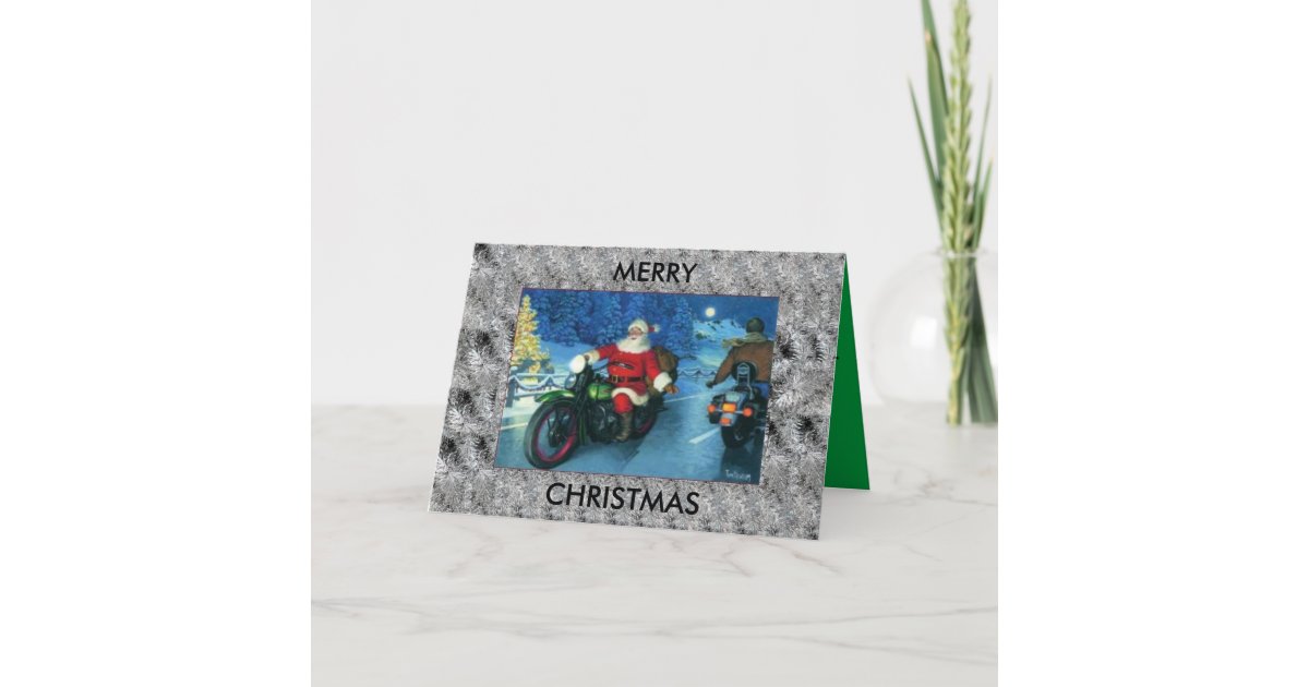 Santa rides a Christmas card | Zazzle