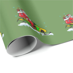 Santa Riding a Snowmobile Christmas Wrapping Paper | Zazzle