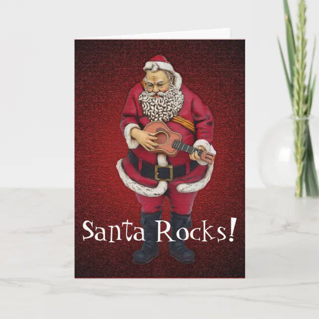 Santa Rocks Christmas Card | Zazzle