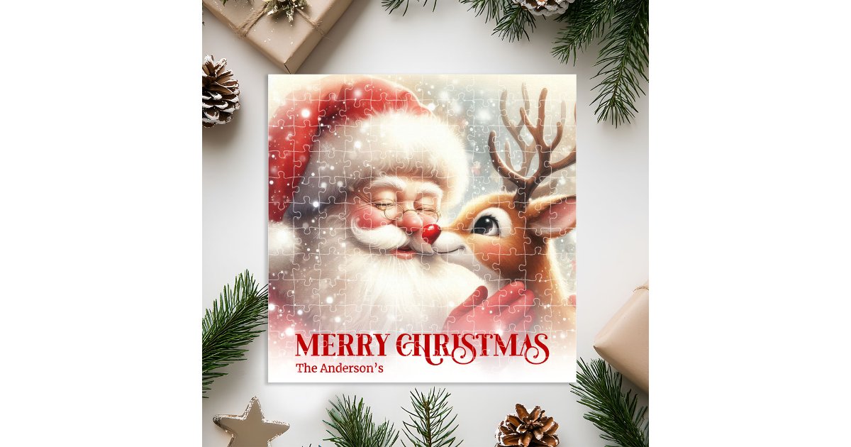 Santa Rudolph Custom Holiday Magic Puzzle for Kids | Zazzle
