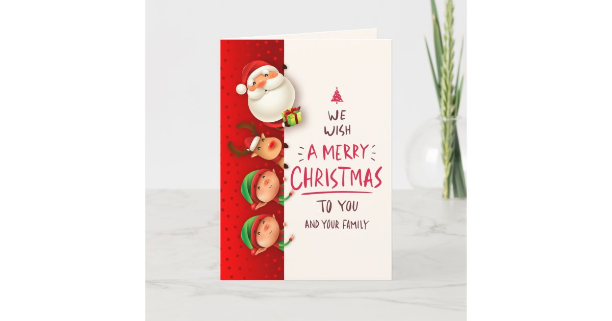 Santa, Rudolph & Elves Christmas Greeting Card | Zazzle