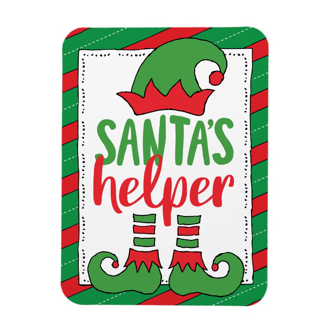 Santa’s Helper Cute Cartoon Elf Drawing Cute Elf Magnet | Zazzle