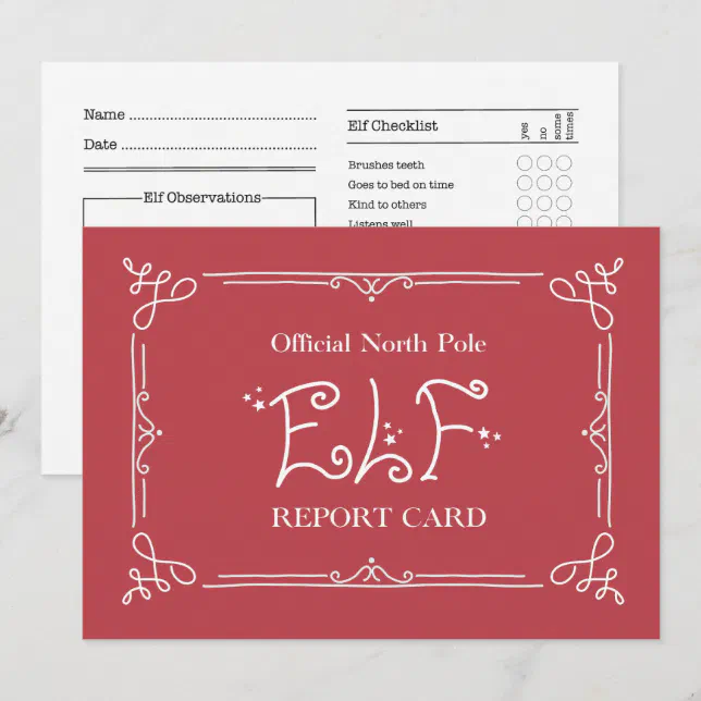 Santa’s North Pole Elf Report Card | Zazzle
