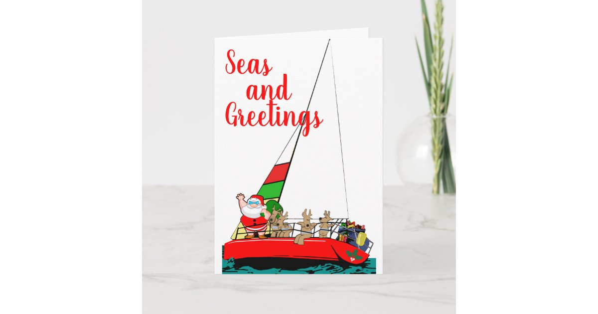 Santa Sailing at Christmas Card | Zazzle