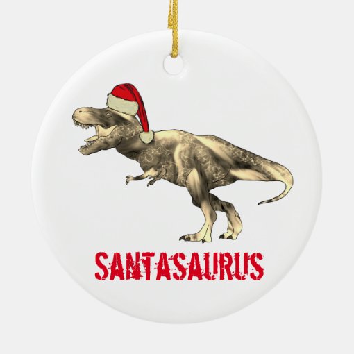Santa saurus Christmas Dinosaur Scary T Rex Elf Ceramic Ornament | Zazzle