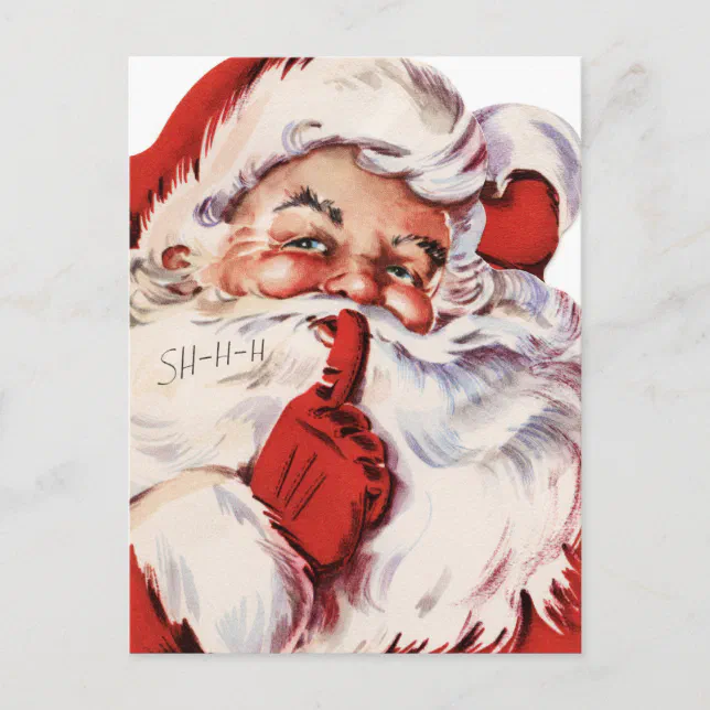 Santa Says Shhh Holiday Postcard | Zazzle
