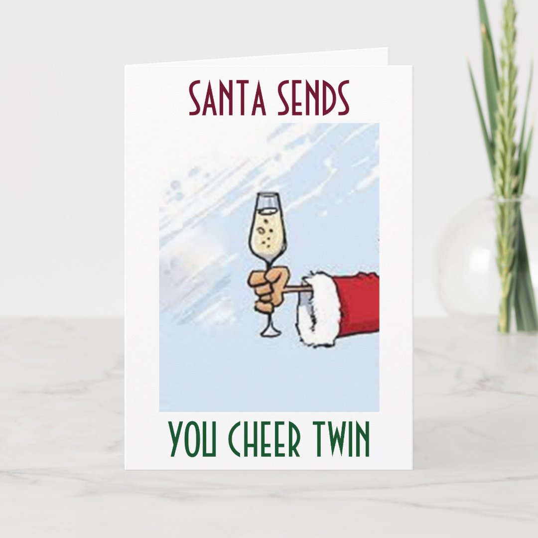 SANTA SENDS CHEER AT CHRISTMAS-TIME TO PARTY/ENJOY HOLIDAY CARD | Zazzle