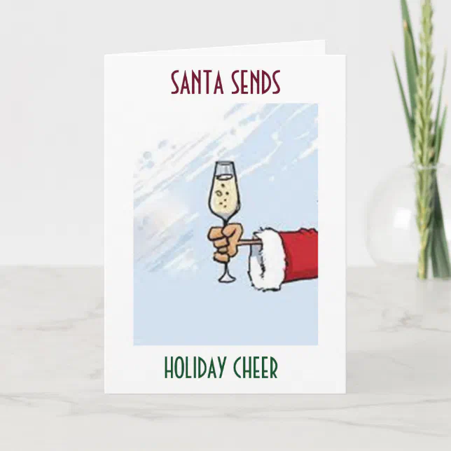 SANTA SENDS CHEER AT CHRISTMAS-TIME TO PARTY/ENJOY HOLIDAY CARD | Zazzle