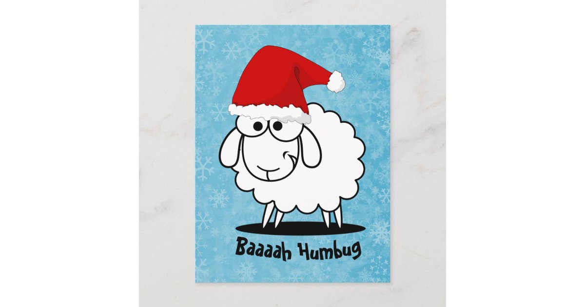 Santa Sheep Bah Humbug Postcard | Zazzle