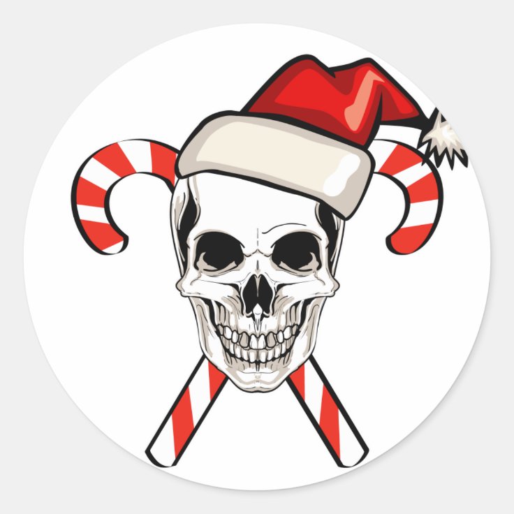 Santa Skull Classic Round Sticker | Zazzle