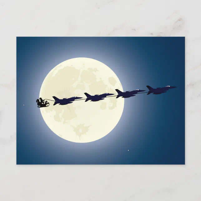 Santa, Sleigh and F-16 Jets Military Christmas Holiday Postcard | Zazzle