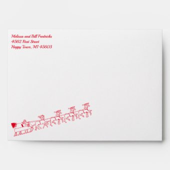 Santa Sleigh Mail Return Address Christmas Card Envelope | Zazzle