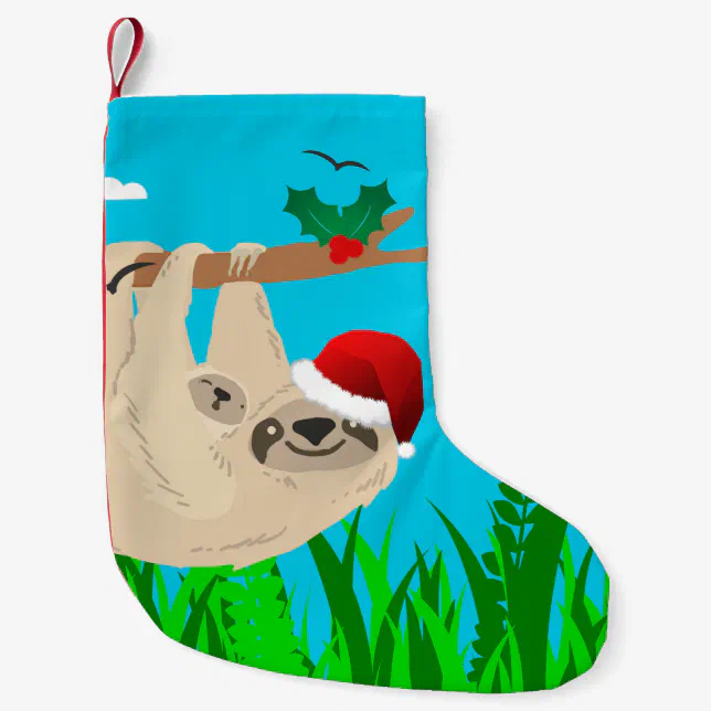 santa sloth xmas christmas stocking | Zazzle