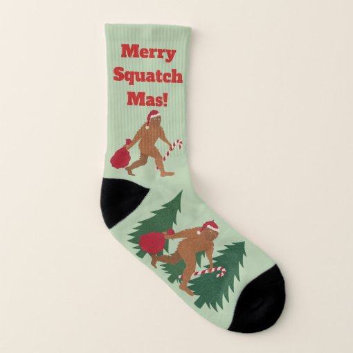 Santa Squatch Holiday Bigfoot SML Ugly Christmas Socks | Zazzle