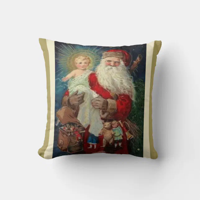 Santa St. Nicholas Christ Child Jesus Gifts Throw Pillow | Zazzle