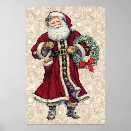 santa standing vintage poster | Zazzle