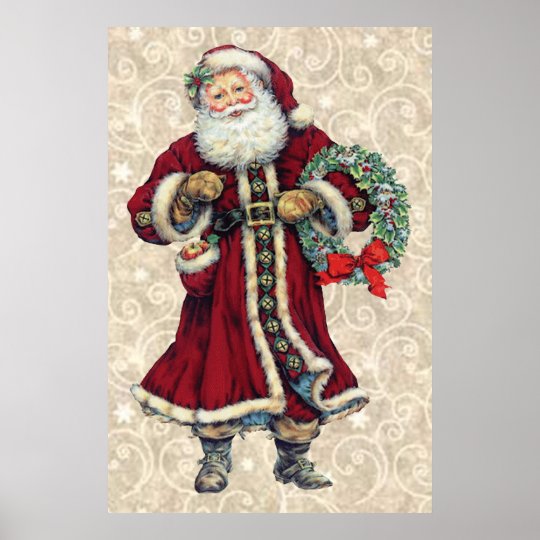 santa standing vintage poster | Zazzle.com
