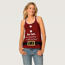 Santa Suit Christmas funny Typography Monogram Tank Top | Zazzle