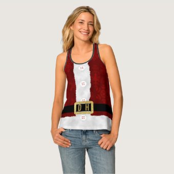 Santa Suit Red & Gold Glitter Merry Christmas Tank Top | Zazzle