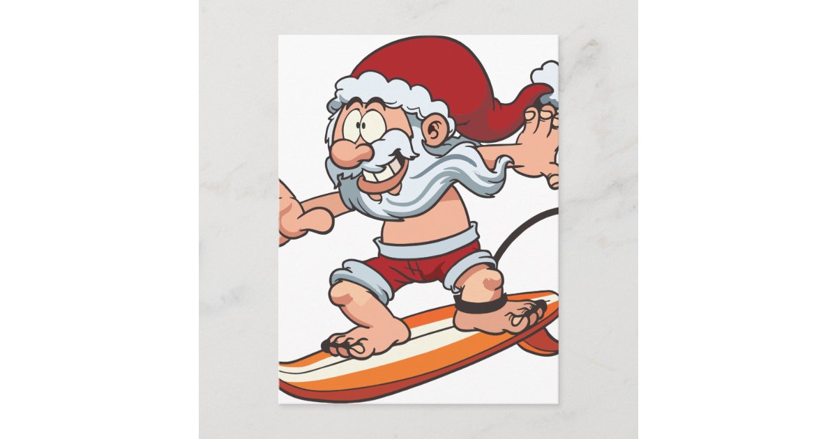 Santa Surfing Holiday Postcard | Zazzle