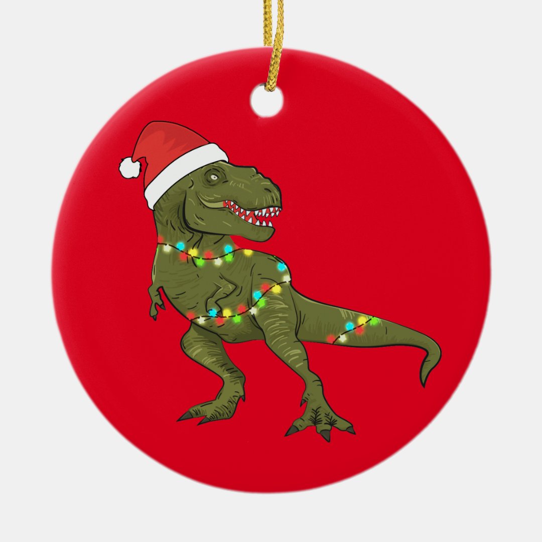 Santa T-Rex Dinosaur Christmas Xmas Decoration | Zazzle