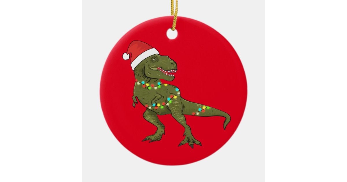 Santa T-Rex Dinosaur Christmas Xmas Decoration | Zazzle