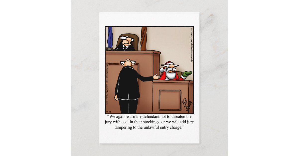 Santa Trial Humor Christmas Postcard | Zazzle