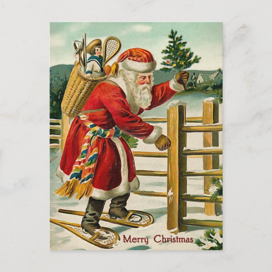 Santa Vintage Christmas Postcard | Zazzle