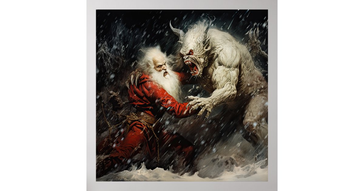 Santa VS Krampus Poster | Zazzle