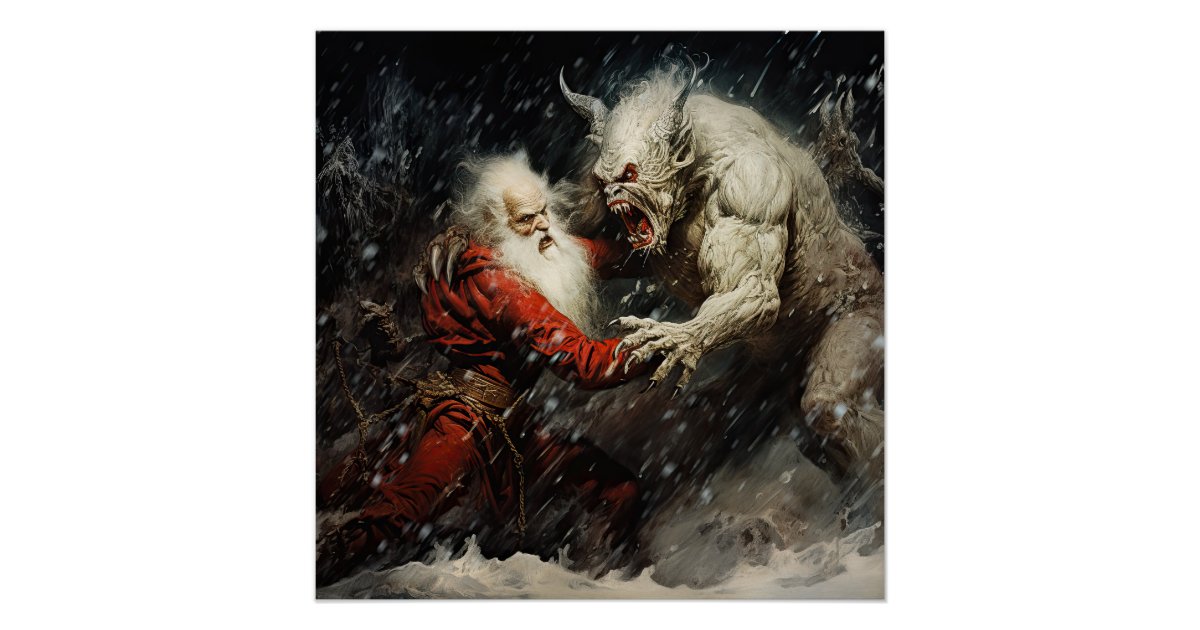 Santa VS Krampus Poster | Zazzle