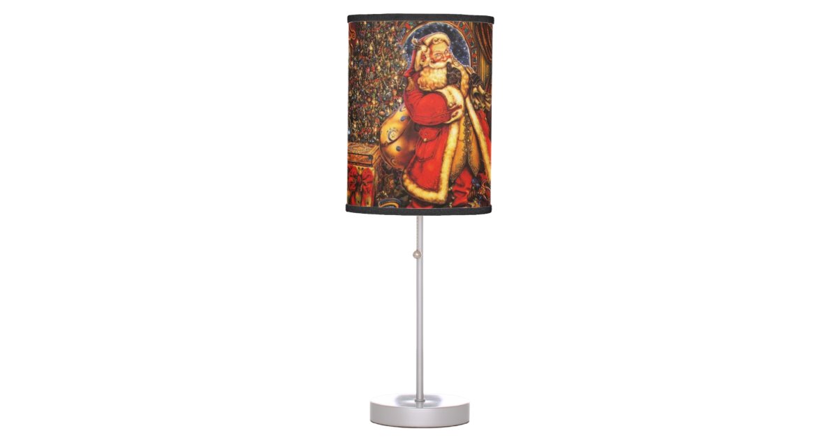 Santa-wallpaper Table Lamp | Zazzle