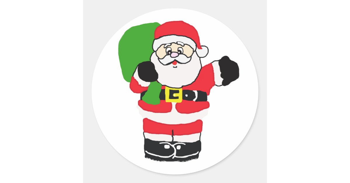 Santa Waving Classic Round Sticker | Zazzle